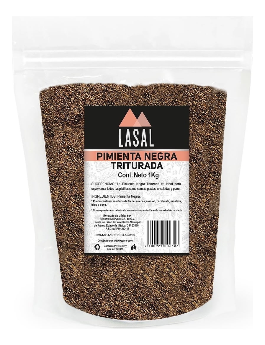 Pimienta Negra Triturada 1 Kilogramo Pouch Resellable | Bodega Aurrera ...