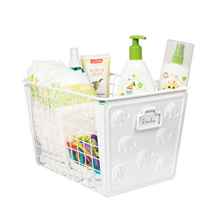 Takyl Home Elephant Medium Baby Basket with Handle & Customizable Label ...
