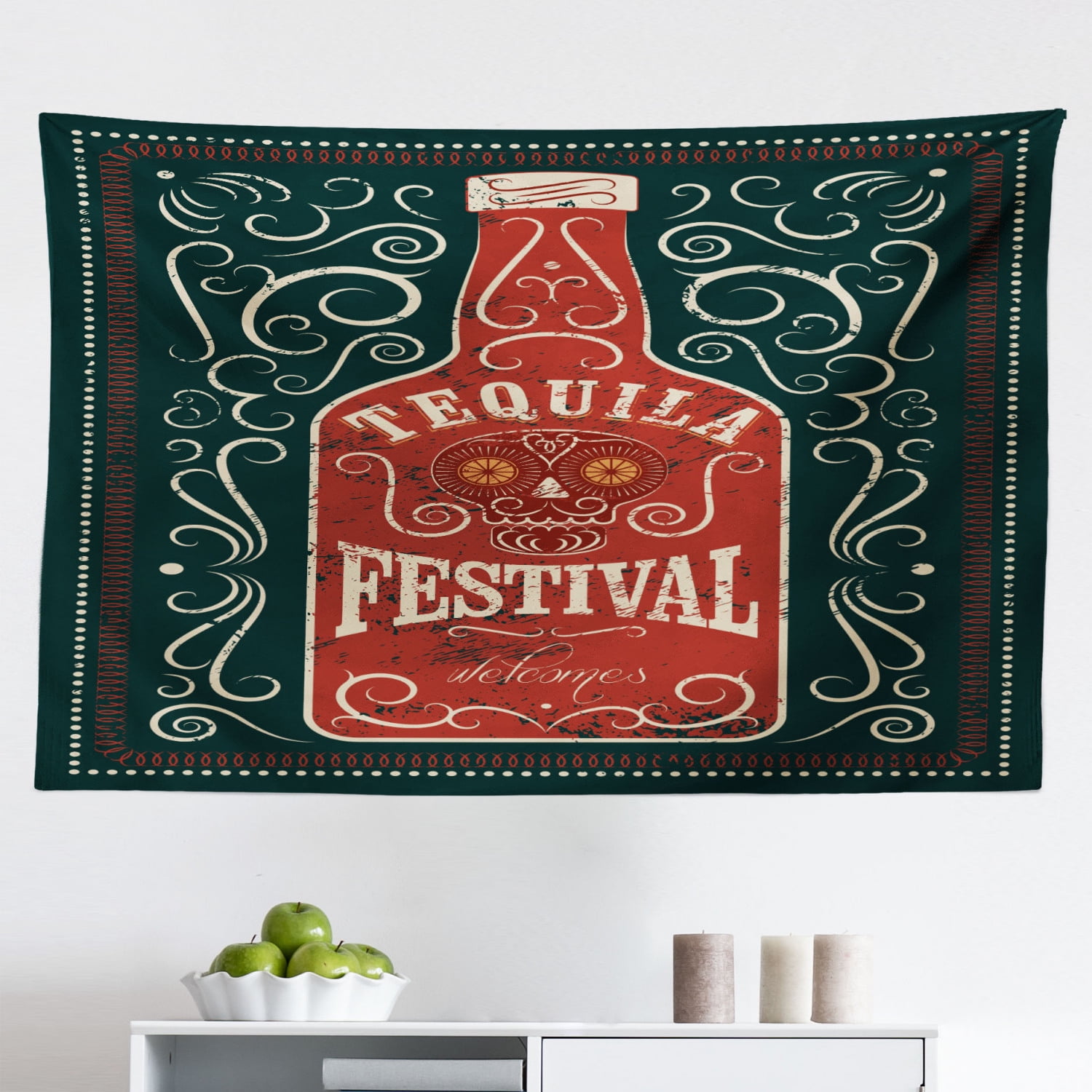 Drink Tapestry, Repeating Pattern with Hand Drawn Alcohol Beverages and ...