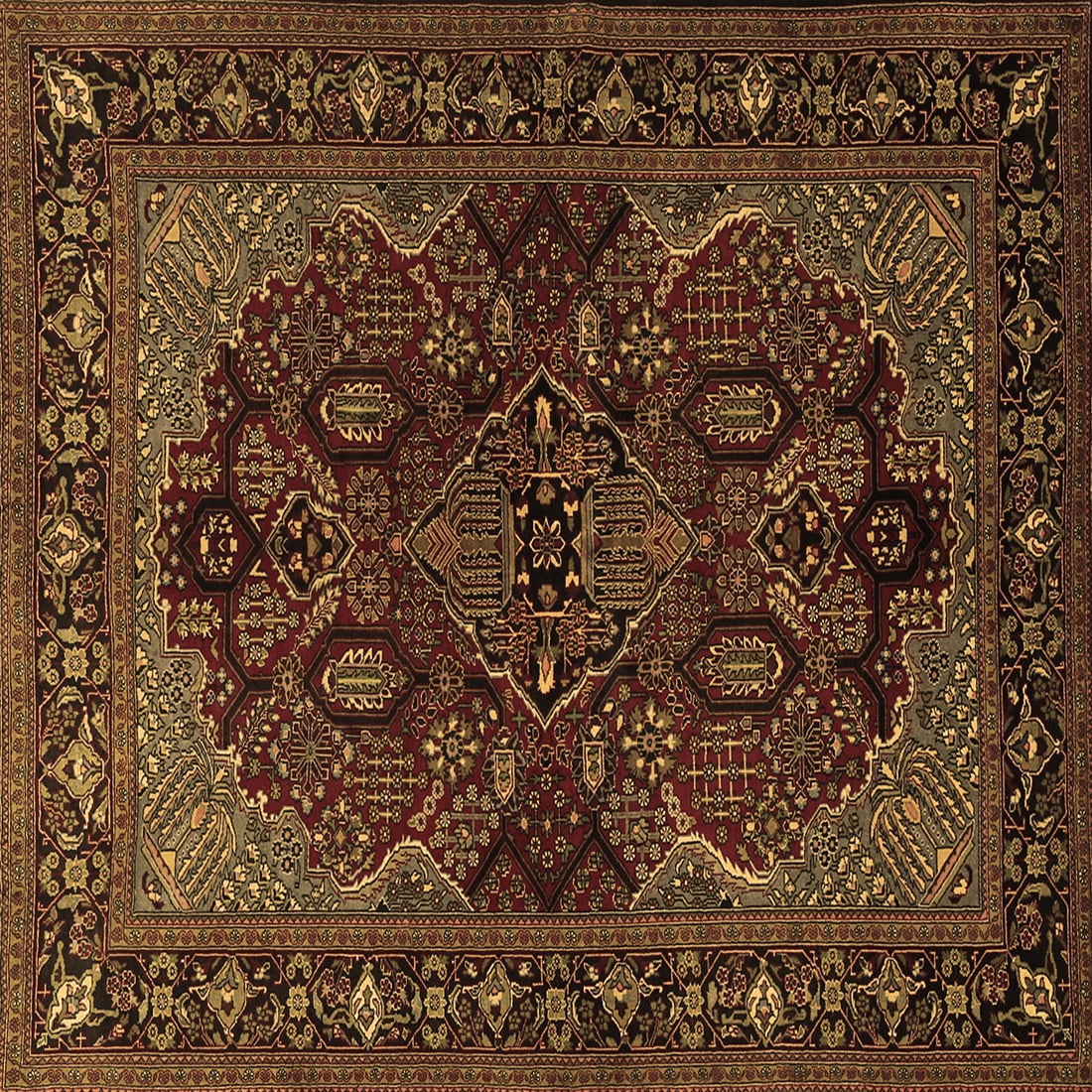Ahgly Company Indoor Square Persian Brown Traditional Area Rugs, 4 ...