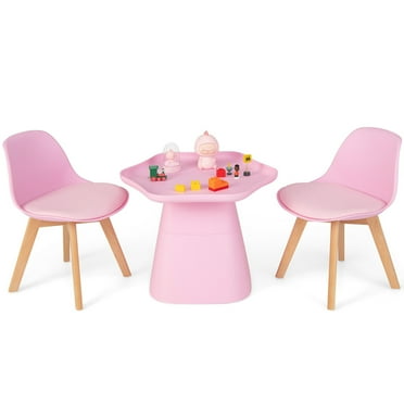 Gymax Little Children's Pink Table & 2 Chairs Set for Girls - Toddler ...