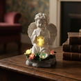 Eespoir Solar Powered Resin Cherub Figurine Lamp, Angel Statue Light ...
