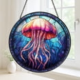 Ocean Jellyfish Window Hanging – Stained Glass Style Marine Decor ...