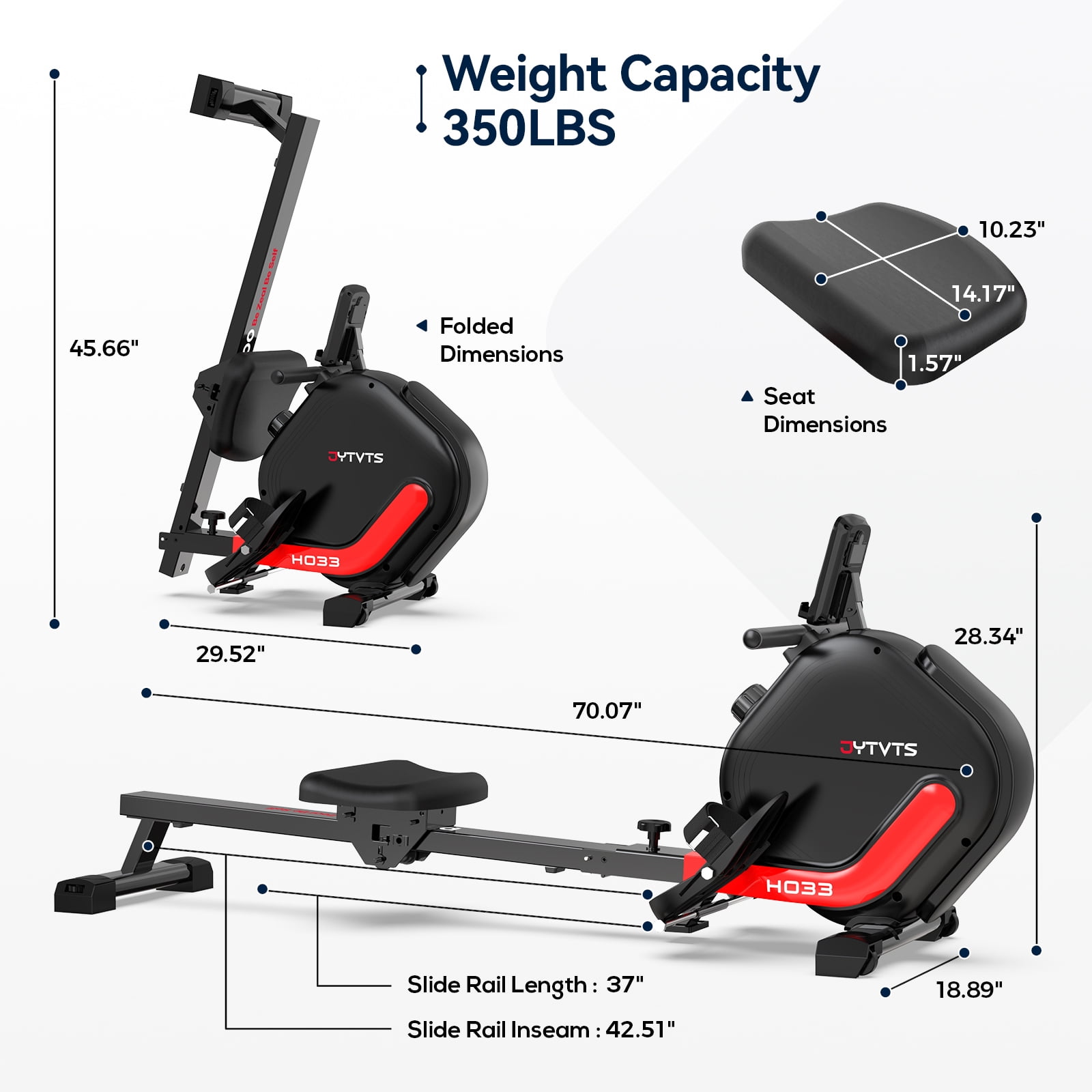 Buy Pooboo Row Machine Adjustable Magnetic Resistance Rowing Machine ...