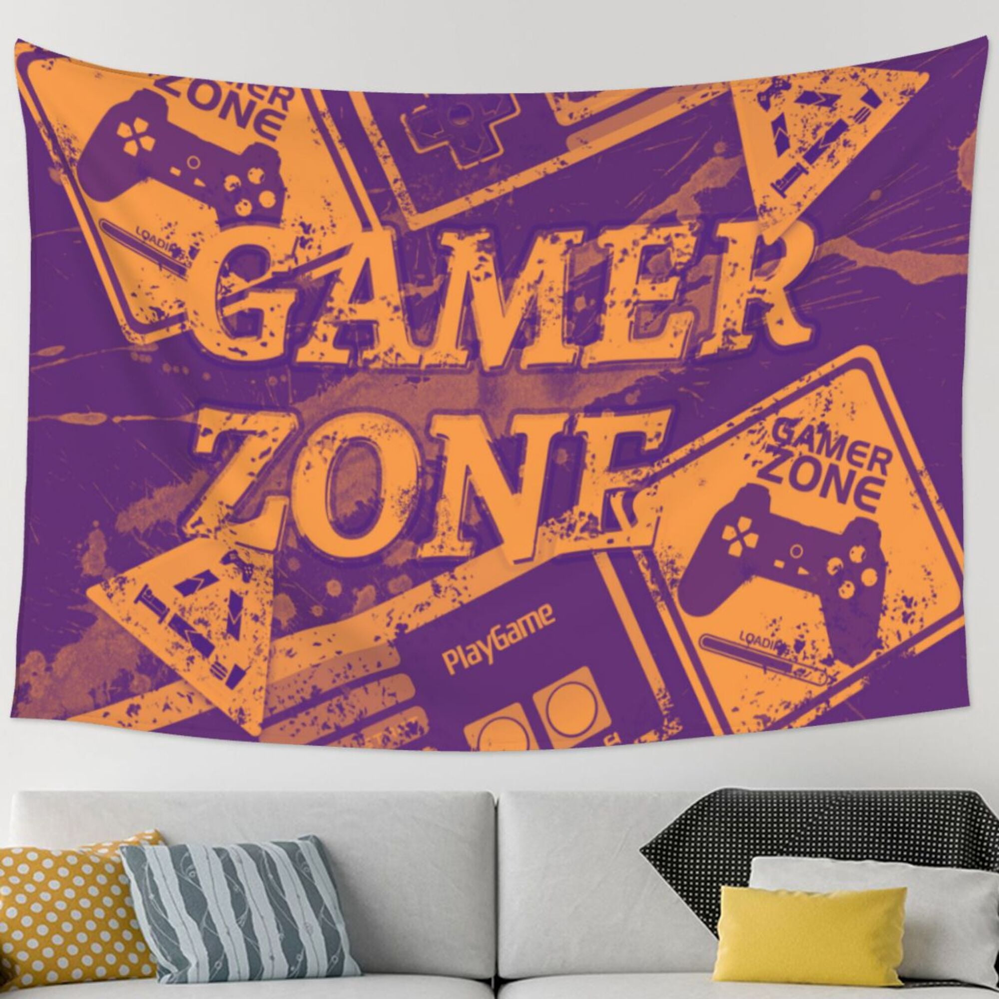 TEQUAN Gamepad Gamer Zone Pattern Large Tapestry, Aesthetic Tapestries ...