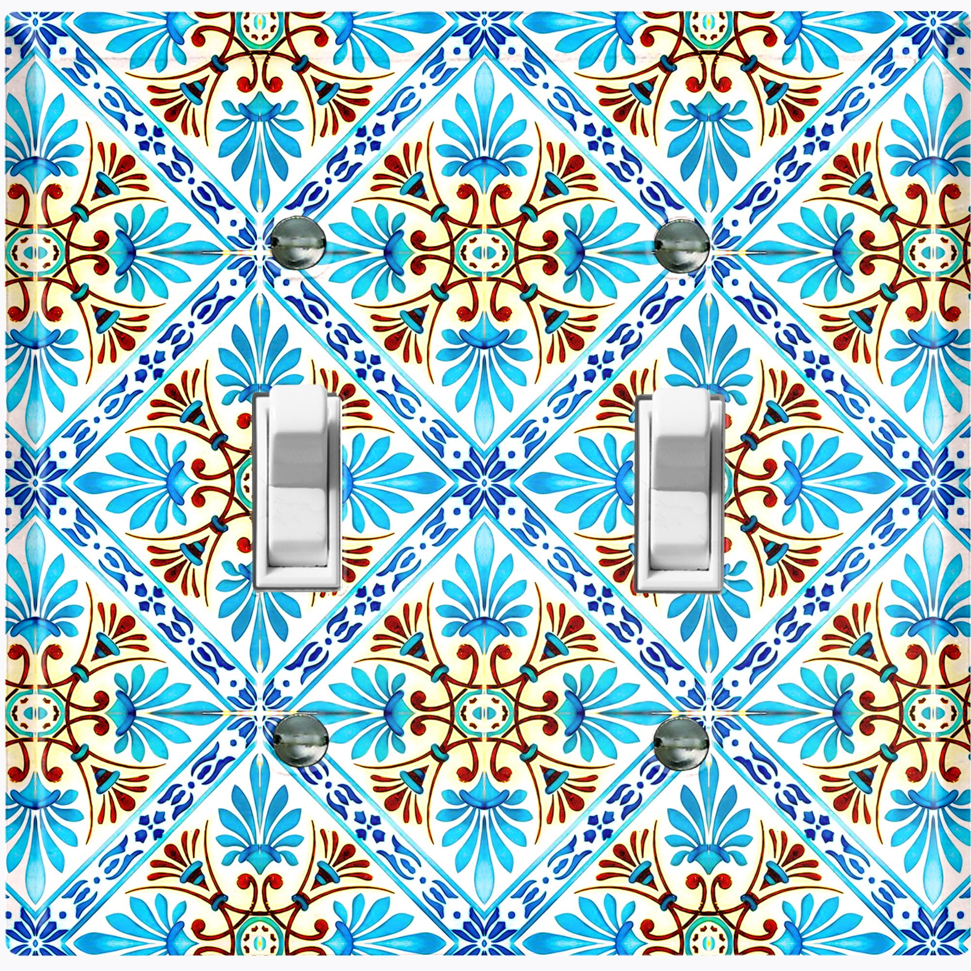Metal Light Switch Plate Cover Fancy Teal Tile Pattern TIL012 - Walmart.com