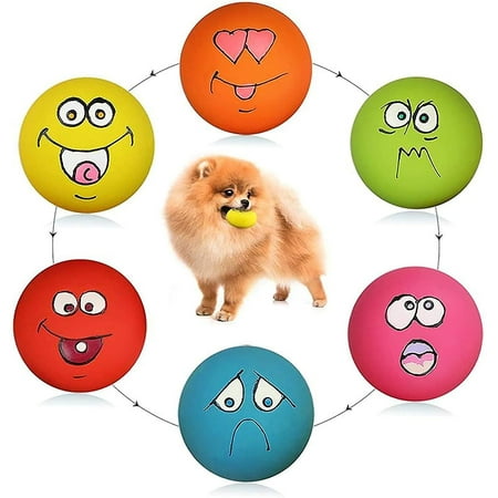 6 Pack Squeaky Dog Toy Ball Smiley Face Round Balls | Walmart Canada