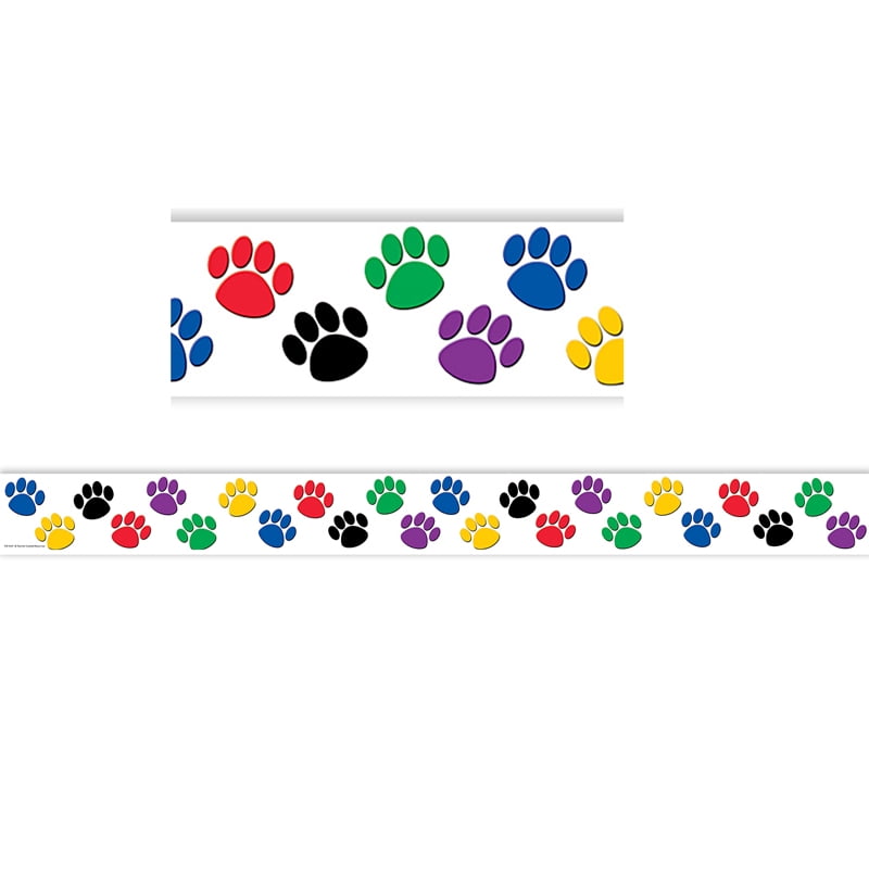 Colorful Paw Prints Straight Border Trim, 35 Feet | Bundle of 10 Packs ...