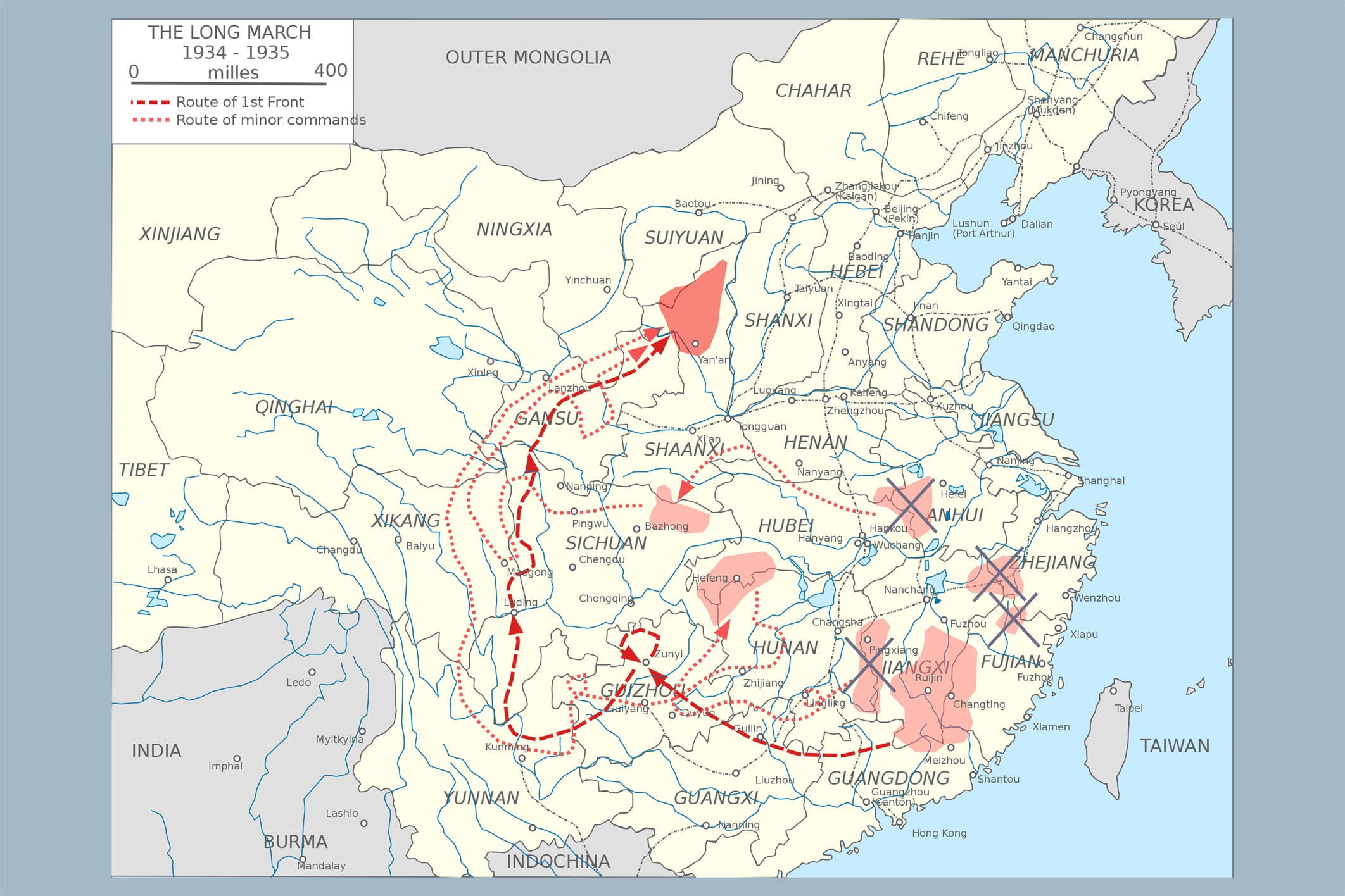 24x36 gallery poster, Map of The Long March in China, 1934-1935 ...