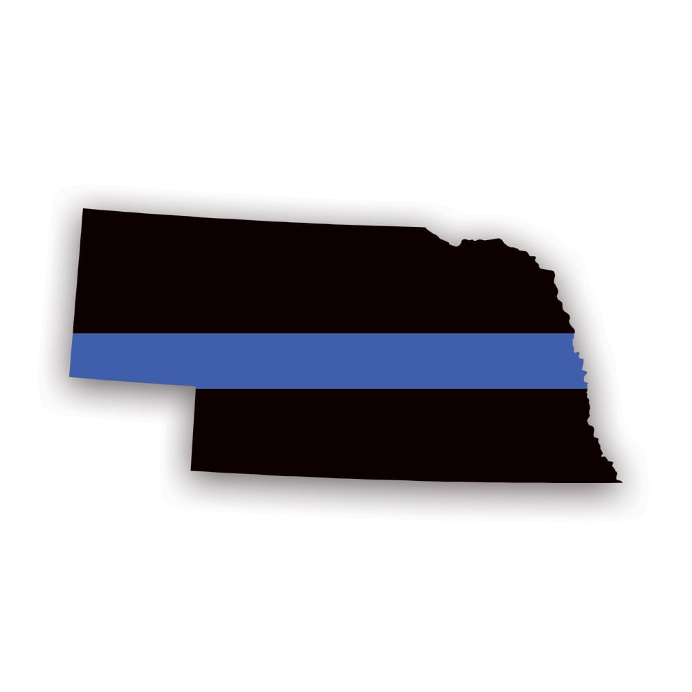 Nebraska State Shaped The Thin Blue Line Sticker Decal - Self Adhesive ...