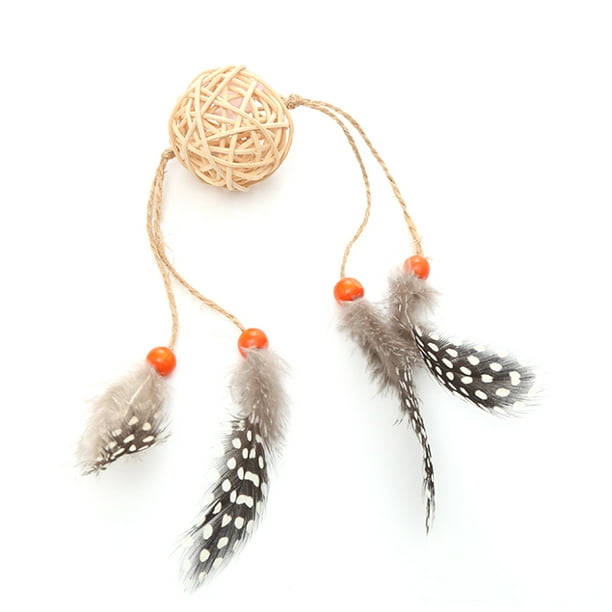 Cat Throwing Toy Sepak Takraw Feather With Sisal Rope Plaything ...
