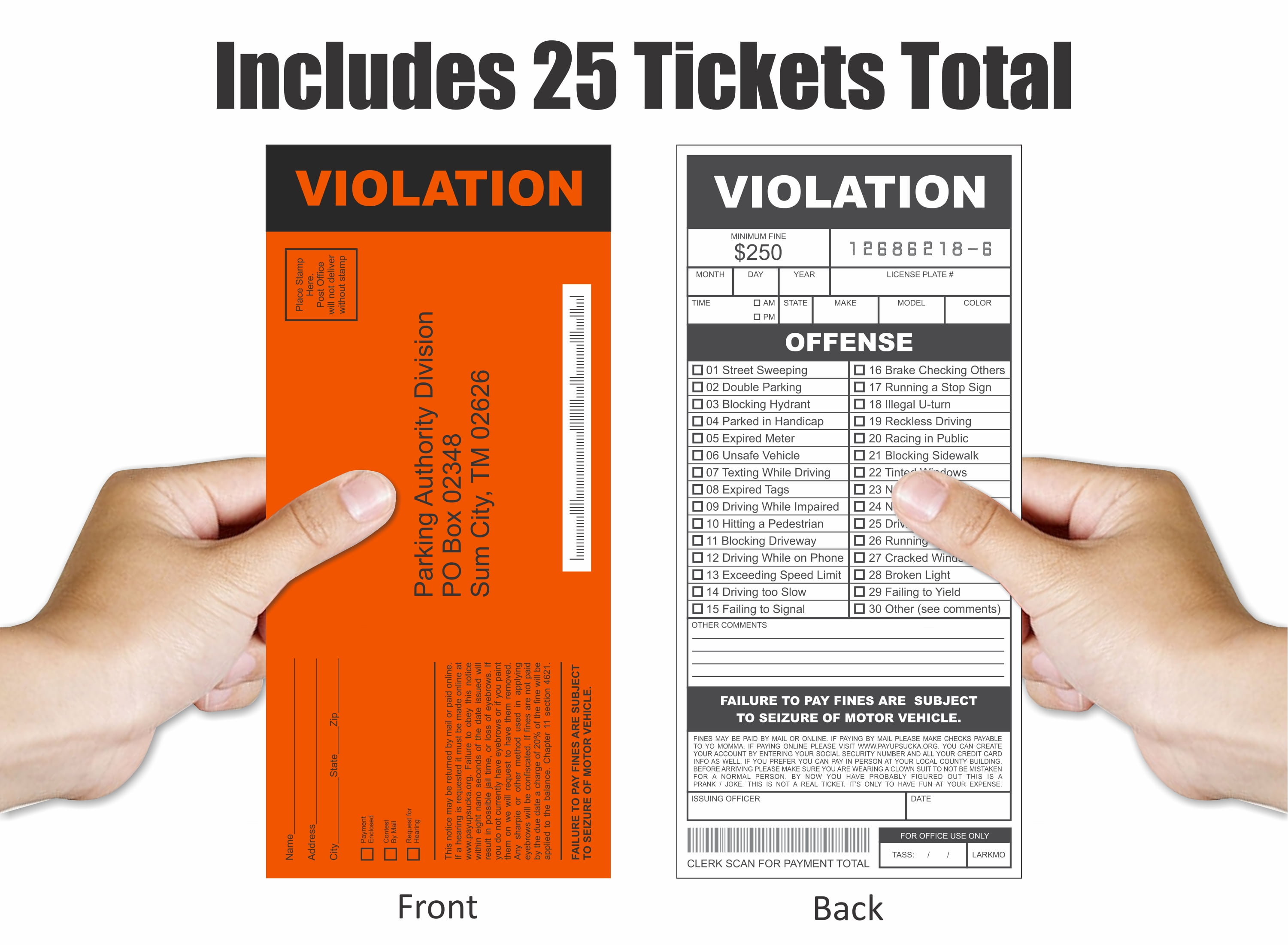 Fake Handicap Parking Ticket Printable