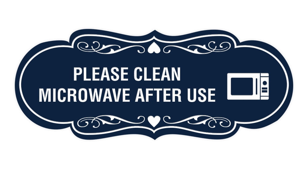 Signs ByLITA Designer Please Clean Microwave After Use Sign (Navy Blue ...