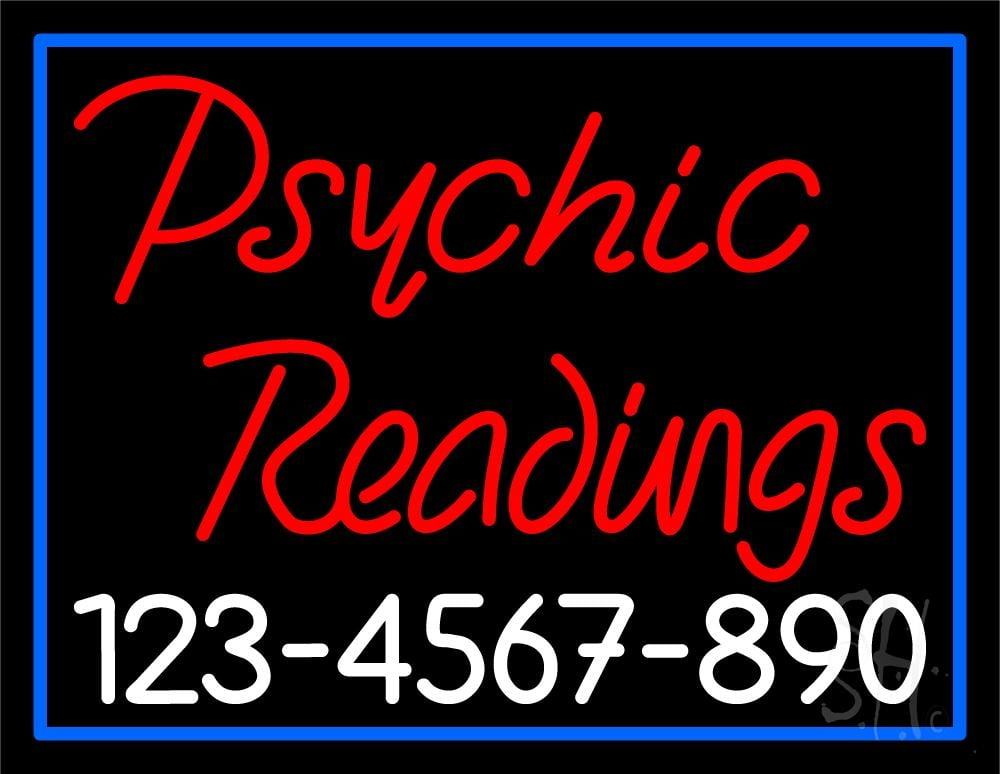 Red Psychic Readings With White Phone Number LED Neon Sign 15" Tall x ...