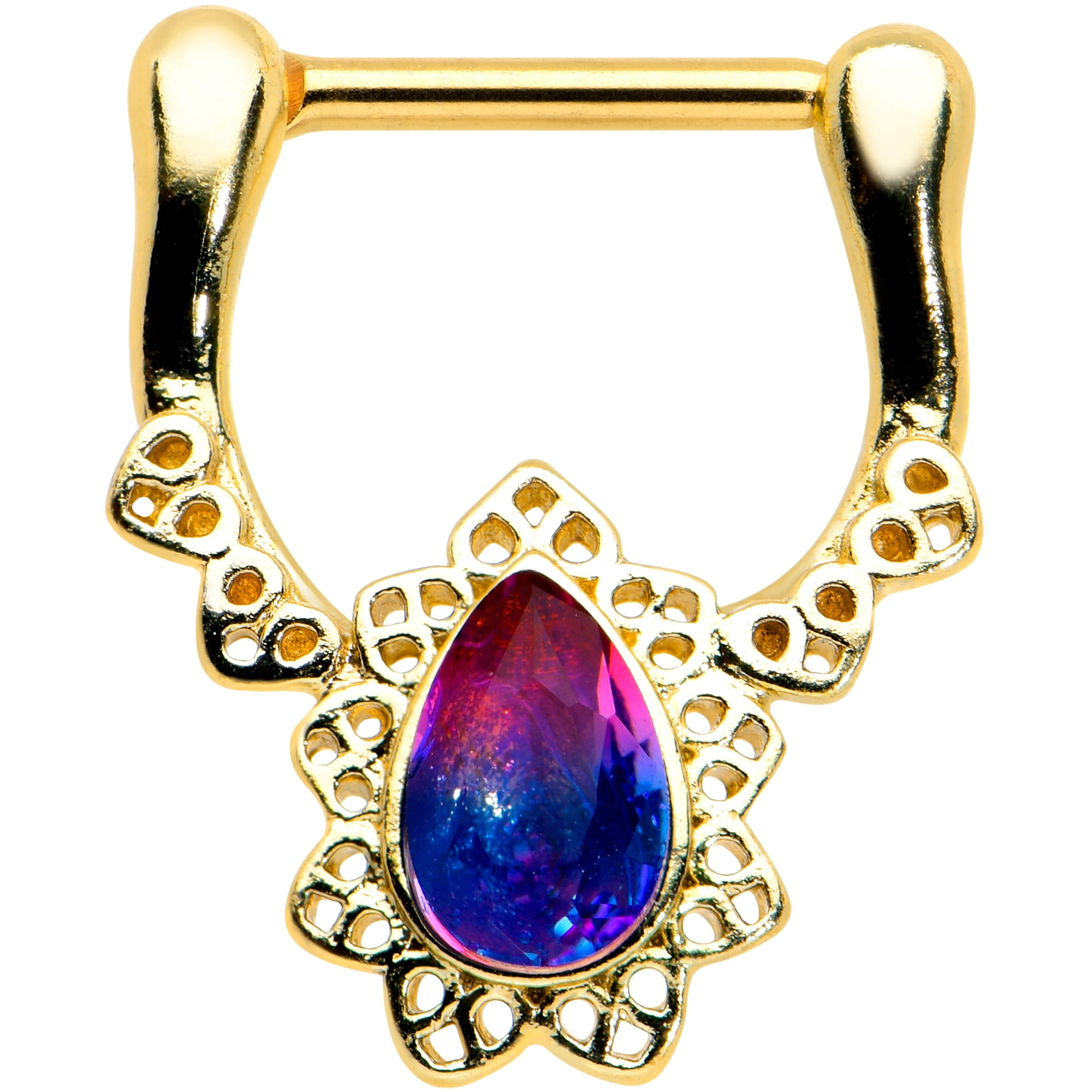 Body Candy 16G Womens PVD Steel Septum Jewelry Purple Lacy Drop Daith ...