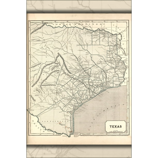 24"x36" Gallery Poster, map of Texas 1842 - Walmart.com