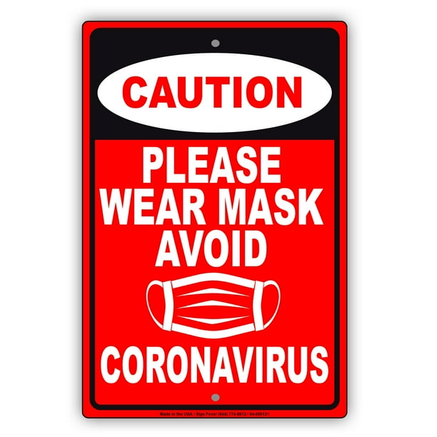 Caution Please Wear Mask Avoid Contagious Disease Novelty Display ...