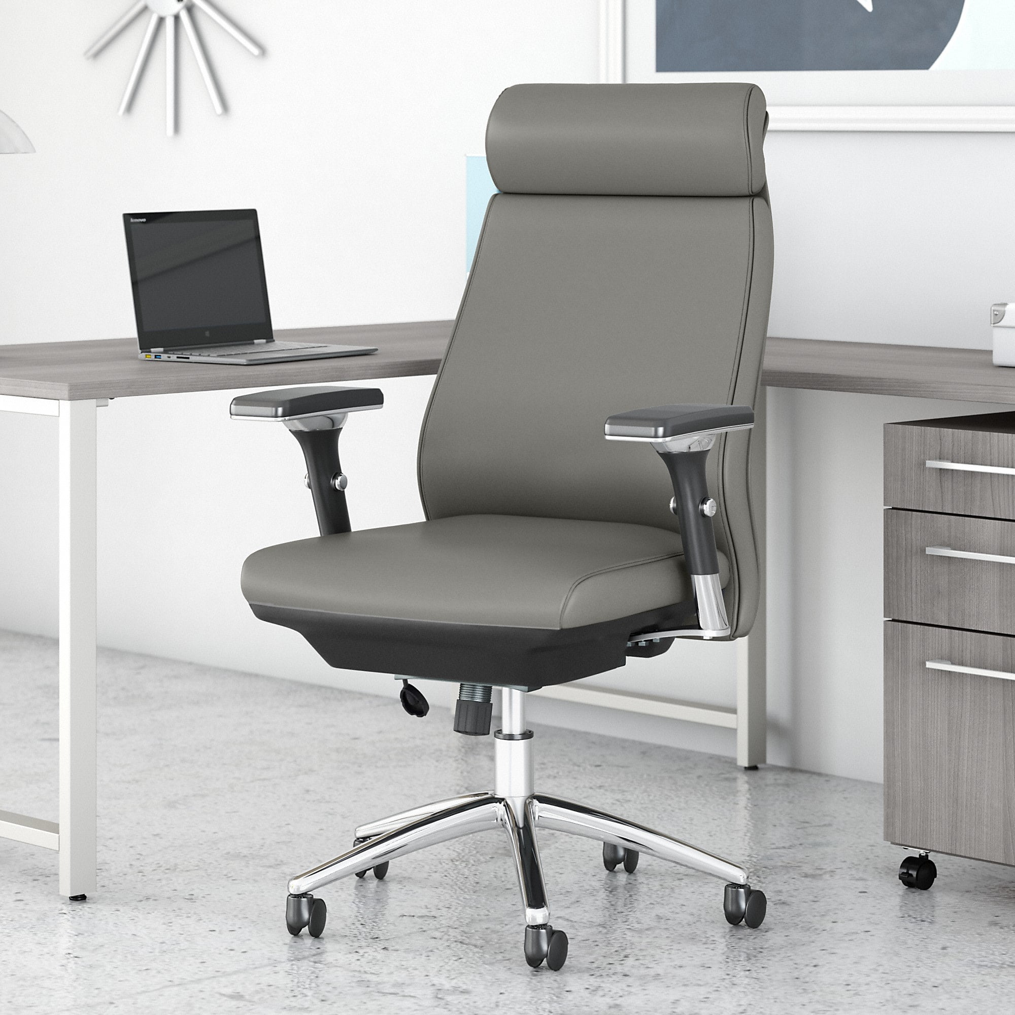 Metropolis High Back Executive Office Chair in Light Gray Bonded Leather Walmart