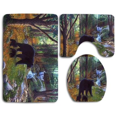 GOHAO Realtree Camouflage Camo 3 Piece Bathroom Rugs Set Bath Rug ...