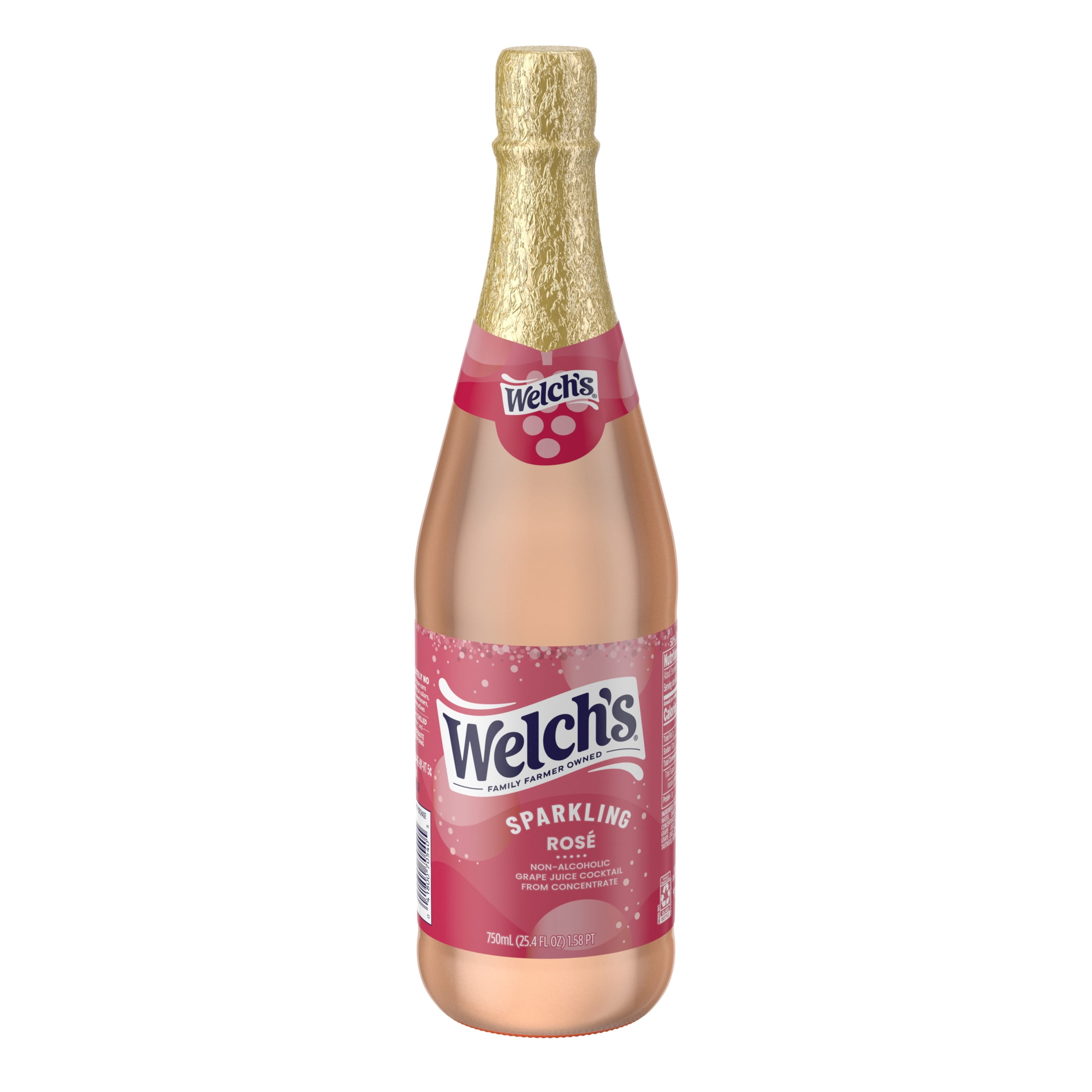 Welch s Sparkling Rose Grape Juice Cocktail Non Alcoholic 25.4 fl oz Glass Bottle Walmart
