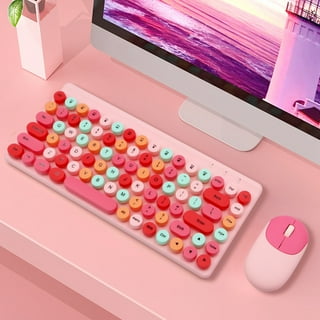 UBOTIE 84Keys Colorful Wireless Keyboards, Mini Compact Retro ...