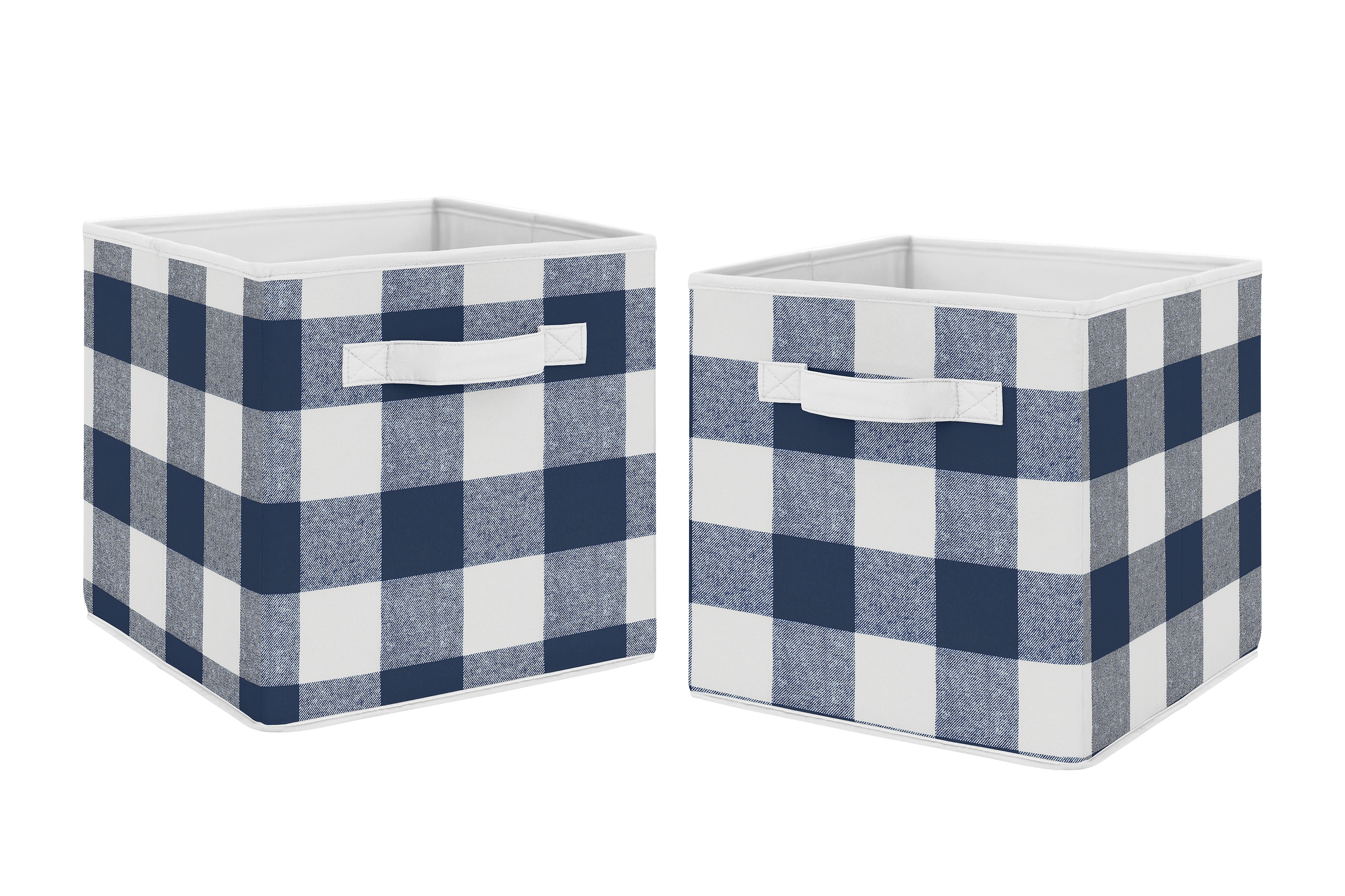 Buffalo Check Navy Blue and White Foldable Fabric Storage Bins ...