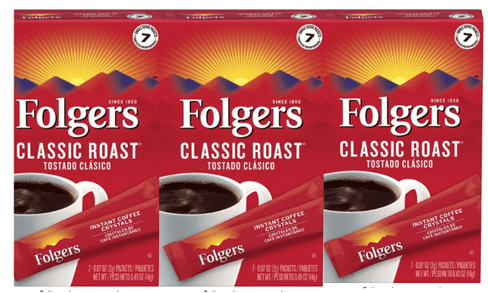 Folgers Classic Roast Single Serve Medium Roast Instant Coffee Packets ...