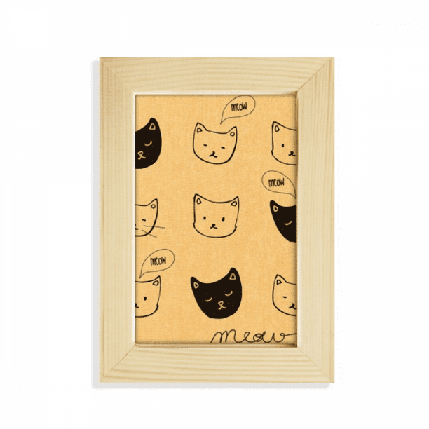 White Black Cat Head Mewing Animal Desktop Display Photo Frame Picture ...