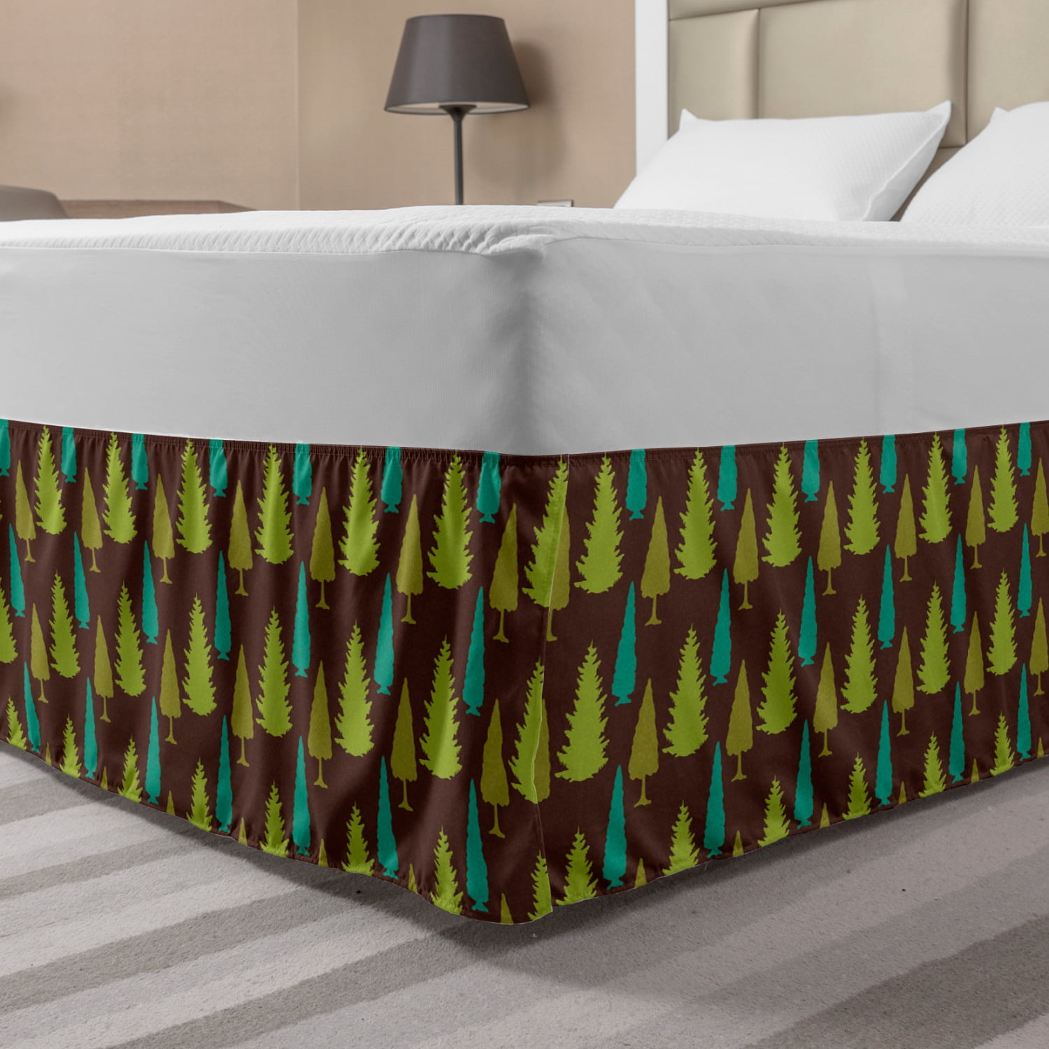 Pine Tree Bed Skirt, Spruce Autumn Forest Trees Evergreen Plants Nature ...