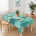 Coastal Ocean Rectangle Tablecloth Starfish Shell Coral Green Texture ...