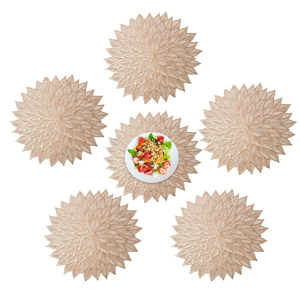 A set of 6 round hollowed-out flower dinner mats for festival parties ...