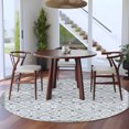 8ft Round Rug Grey Flowers Area Rugs for Living Room Bedroom Washable ...
