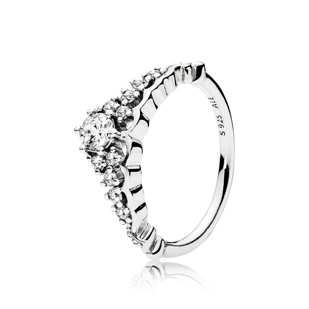 PANDORA Tiara Ring In Sterling Silver W 11 Bead set Clear CZ Ring Sz pandora-tiara-ring-in-sterling-silver-w-11-bead-set-clear-cz-ring-sz