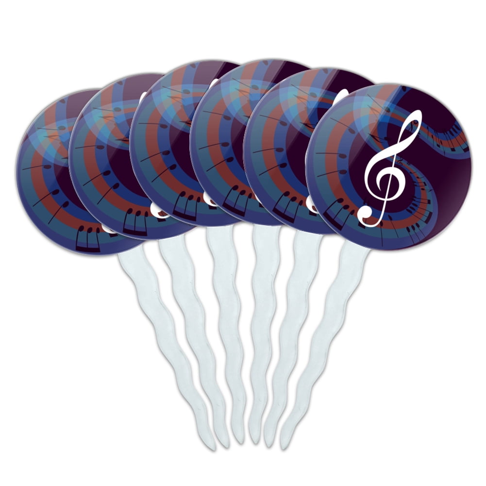 Treble Clef on Music Notes Cupcake Picks Toppers Decoration Set of 6 ...