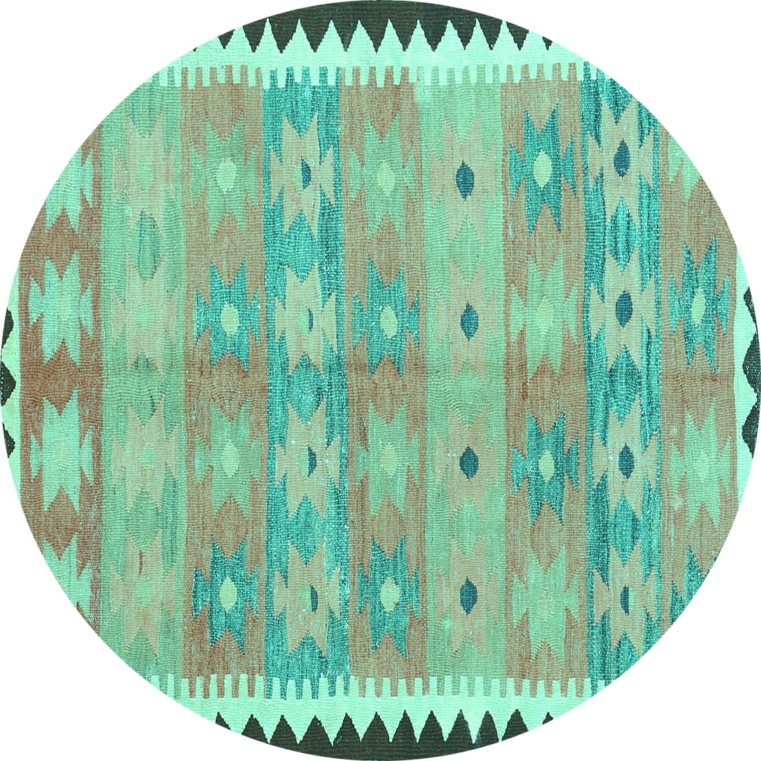 Ahgly Company Indoor Round Southwestern Turquoise Blue Country Area ...