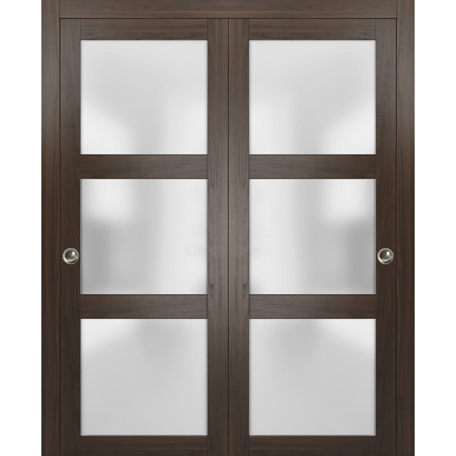 Sliding Closet Frosted Glass Bypass Doors | Lucia 2552 Chocolate Ash ...