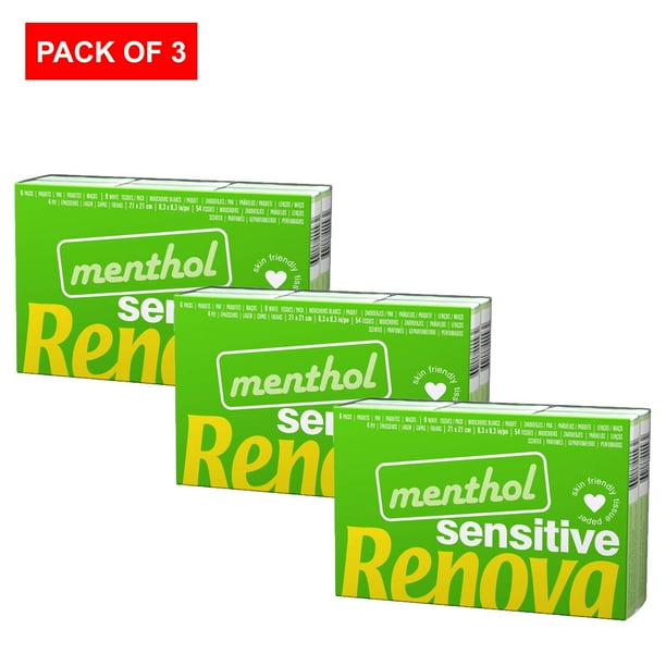 Renova Sensitive Pocket Tissues- Menthol (6 Pack) (Pack of 3) - Walmart.ca