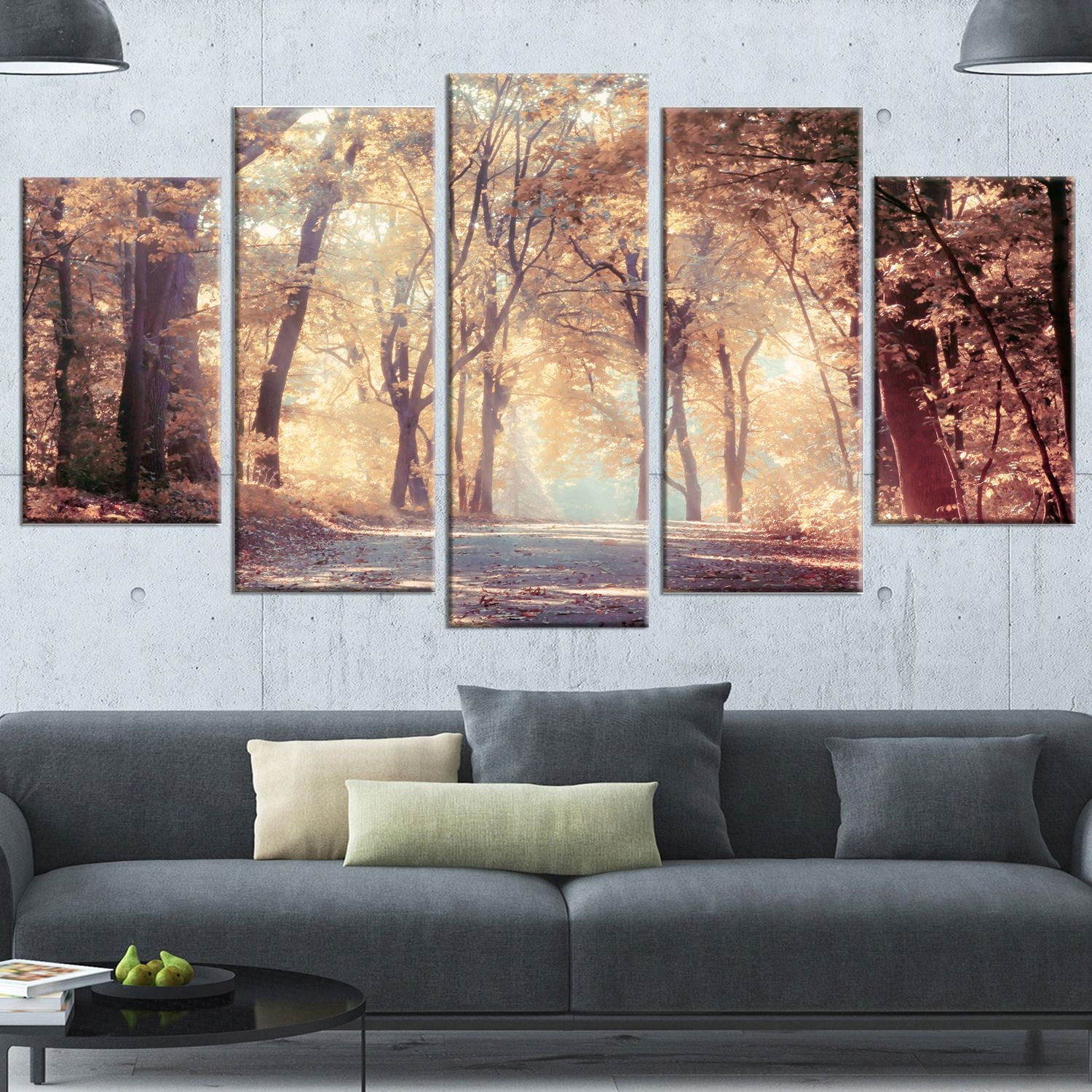 Click here for Designart Design Art Golden Autumn Beautiful Fores... prices