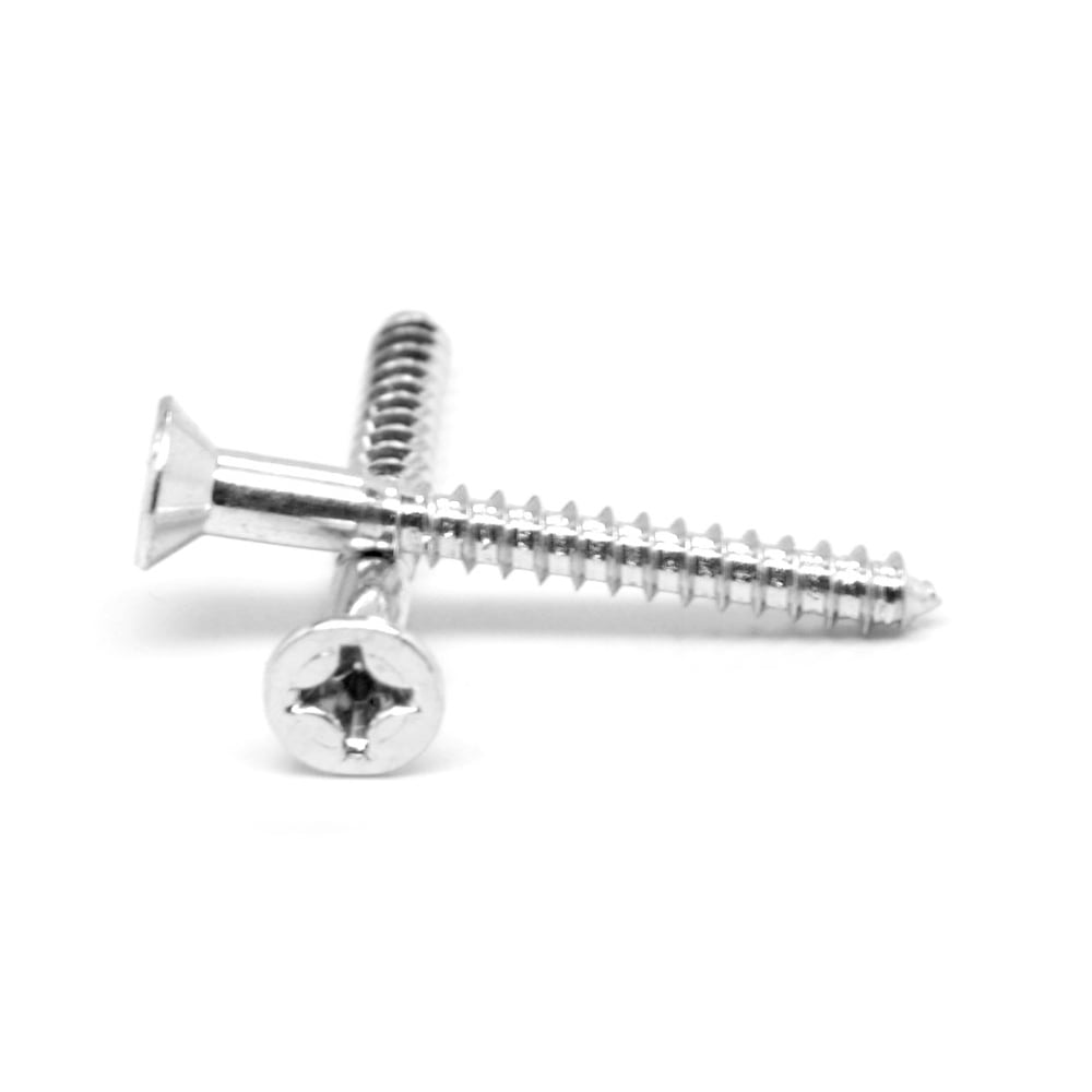 #4 x 1 1/2" Wood Screw Phillips Flat Head Low Carbon Steel Zinc Plated ...