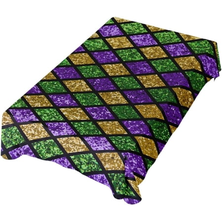 Geometric Glitter Mardi Gras Tablecloth 60" x 90" Rectangle Table Cloth ...