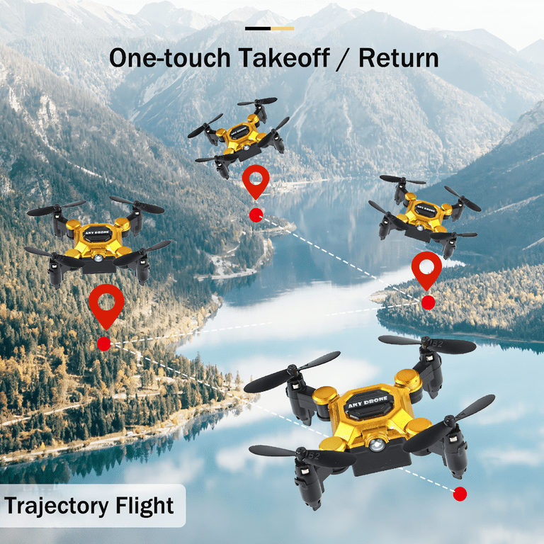 HNH Foldable Mini Drone with 4K Camera Portable Pocket Quadcopter for Kids and Adults FPV Drone with 360 Flip Trajectory Flight Gold