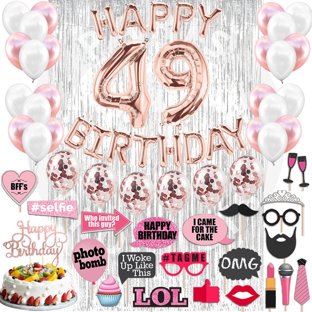 49th Birthday Party Decorations for Women Rose Gold, 49 Cake Topper ...