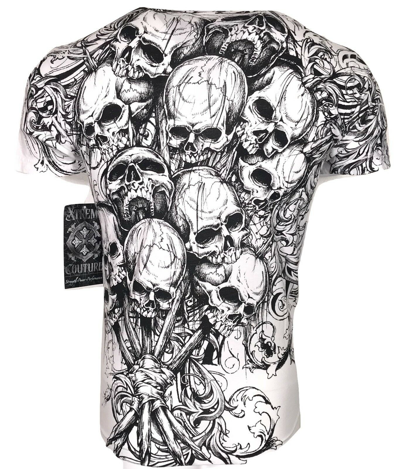 Xtreme Couture by Affliction Men's T-Shirt ACCUSER Skull Biker ...