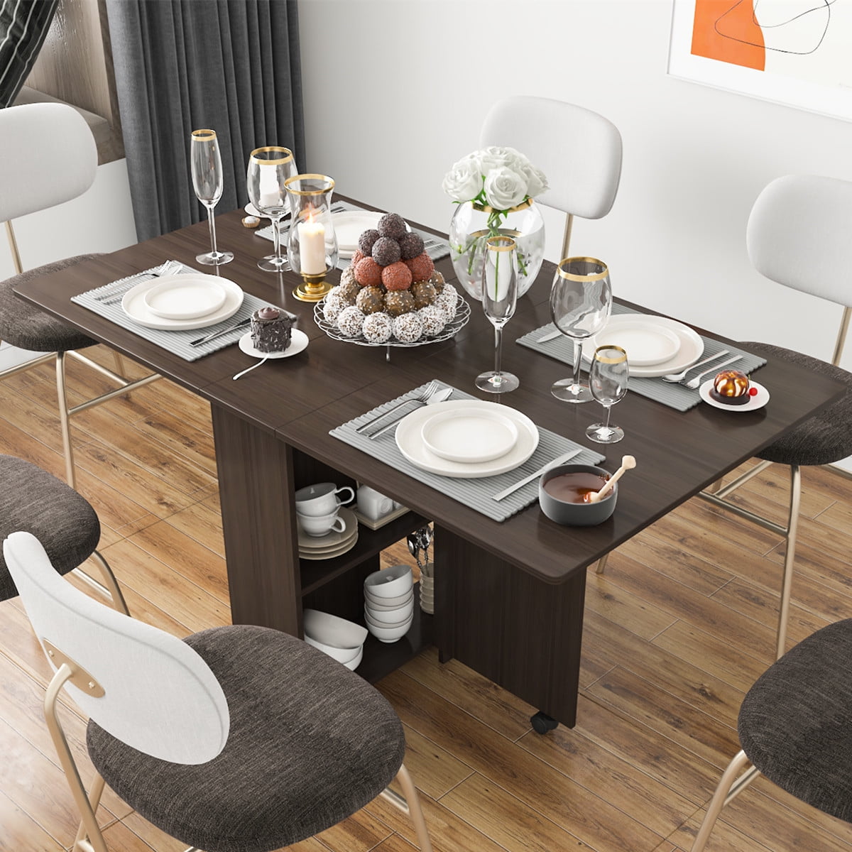 Dinaza Folding Dining Table Extendable Multifunction Table Save Space ...