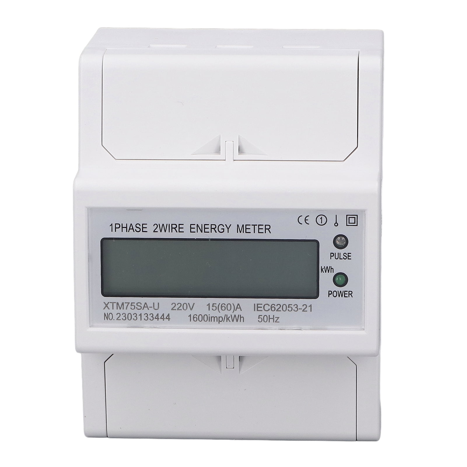 DIN Rail Energy Meter Voltmeter Ammeter Single Phase 4P LCD Digital Power Electric Meter 35mm ...
