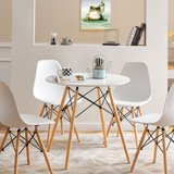 "31.5"" White Wooden Round Kitchen Dinette for 2-4 People, Suitable for ...