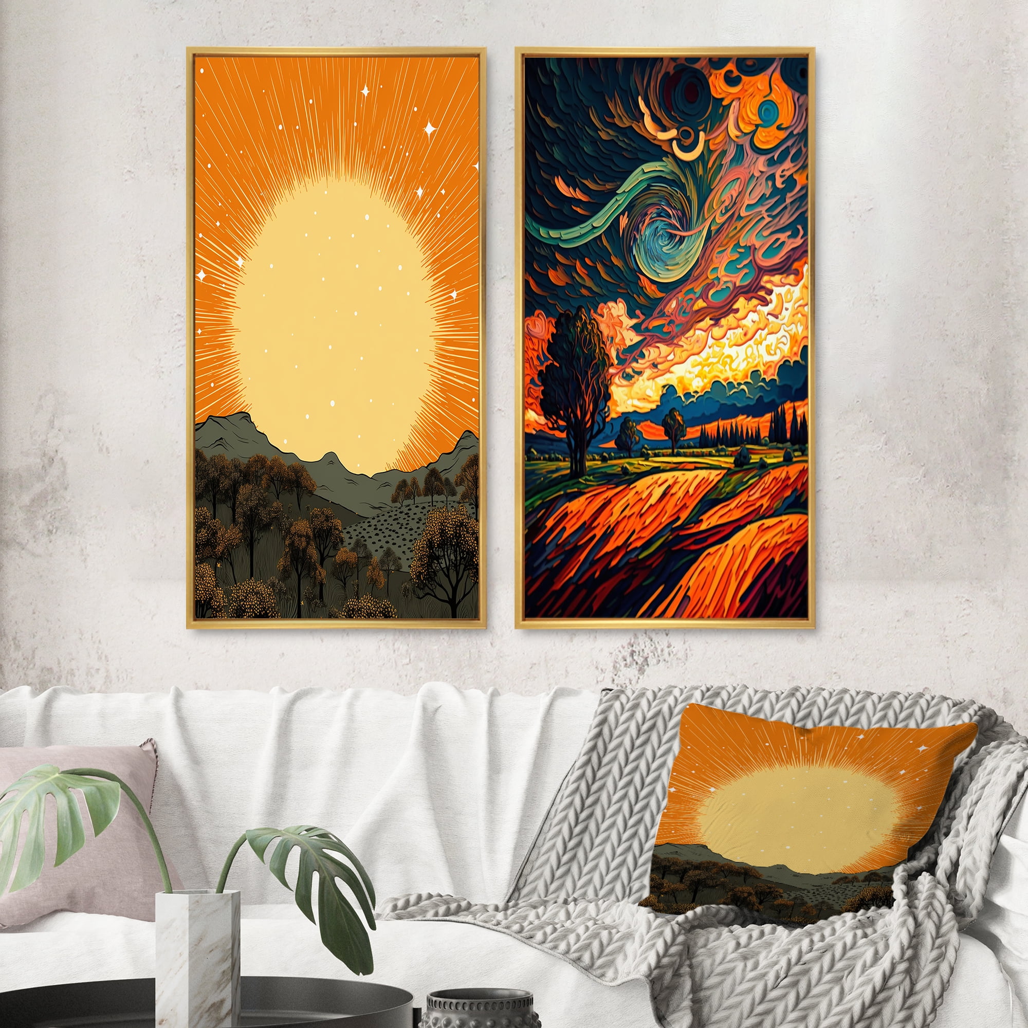 Click here for Designart Majestic Sunset Over Mountain Woods Mead... prices