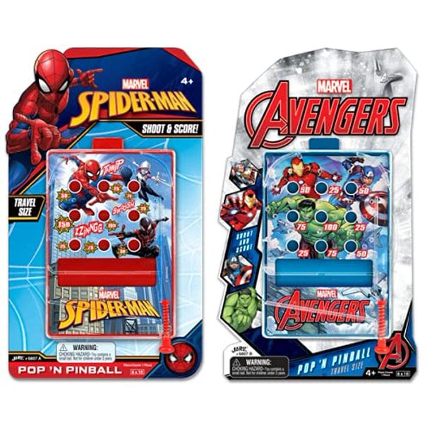 Marvel Spiderman Avengers Handheld Pinball Games (Pack of 2) Travel ...