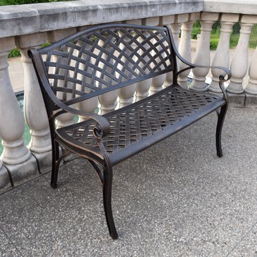 Free Shipping! Dextrus 39.4" Patio Garden Bench, Anti- Rust Cast Iron ...