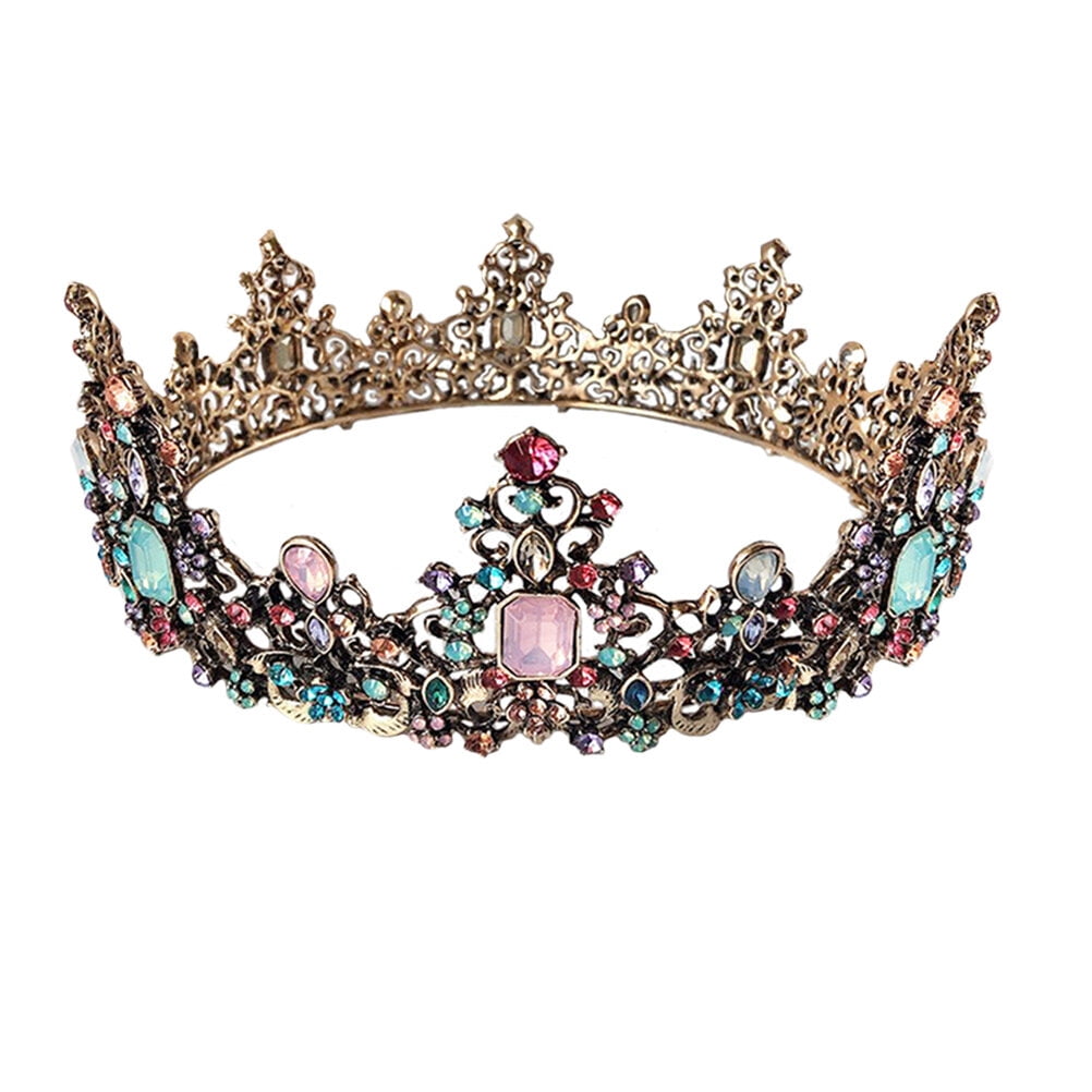 1pc Alloy Crown Headdress Colored Diamond Tiara Princesses Tiara Bridal ...